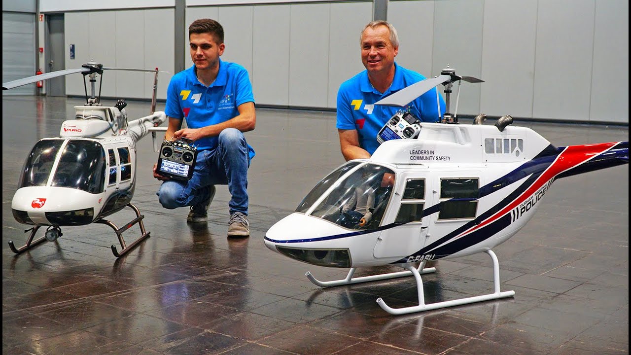 HUGE SCALE BELL RANGER INDOOR RC HELICOPTER DUO DEMONSTRATION FLIGHT ...