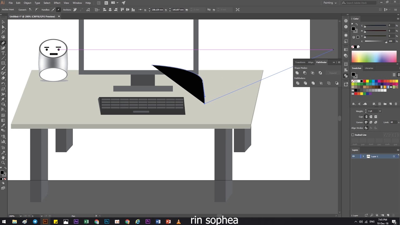 Learn Adobe illustrator tutorial , Draw table in office just test - YouTube