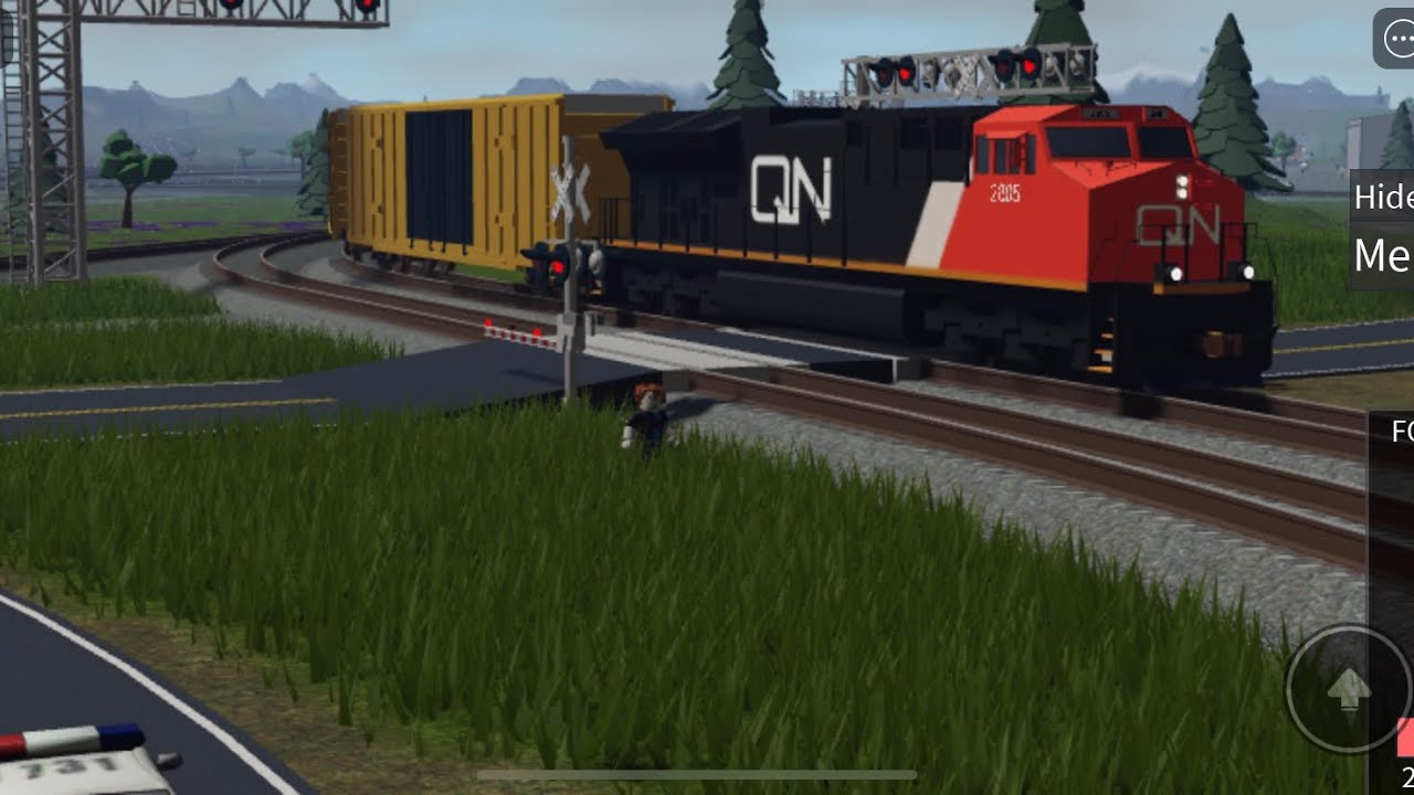 CN c45ah train #2805 carrying Yellow Box cars passes by! (Roblox Train ...