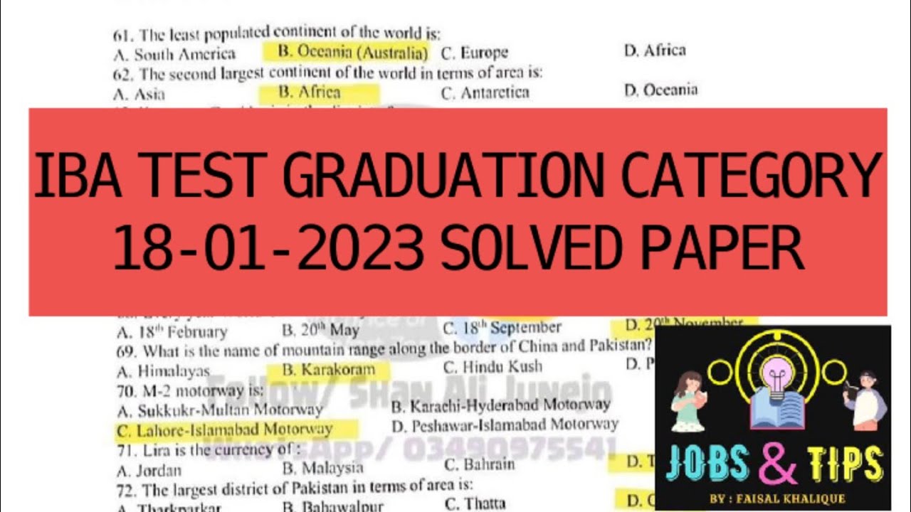 IBA Test Solved paper| STS 5-15 key | 18-01-2023 test solution ...