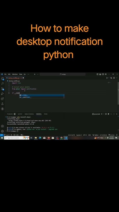 How to make desktop notification python? #trending #trendingshorts #tutorial #shorts #short # ...