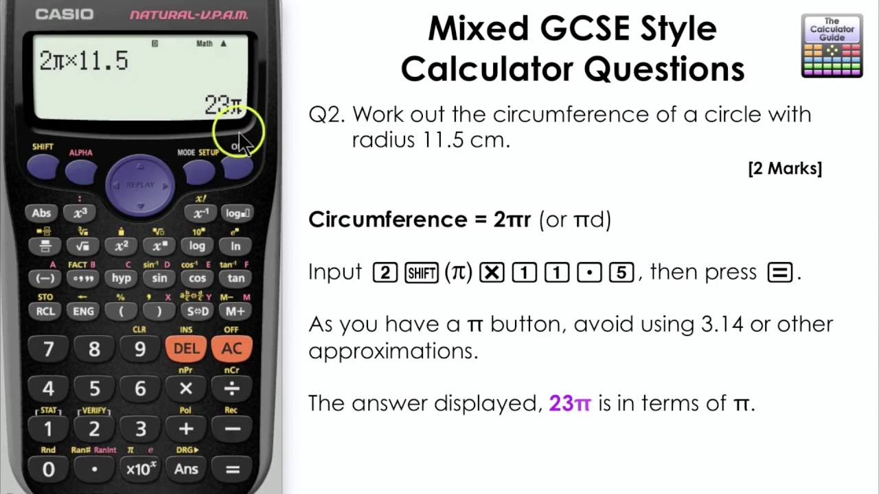 How To Calculate The Circumference Of A Circle Casio Calculator GCSE