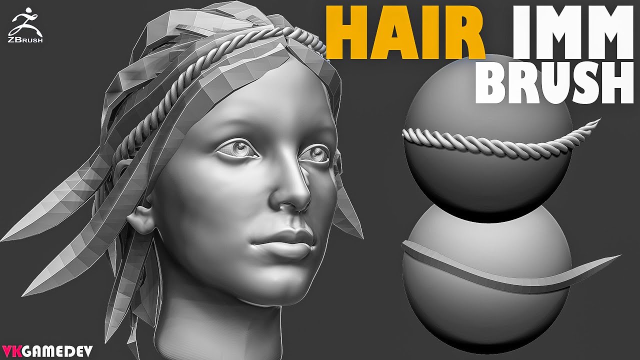 Hair IMM Brush Preview. How to sculpt hair in Zbrush - YouTube