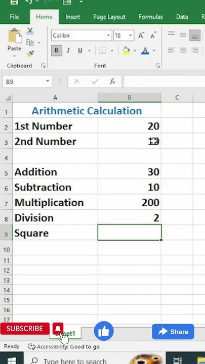 to make Arithmetic Calculations in Excel/যোগ, বিয়োগ,গুন,ভাগ ও বর্গ ...