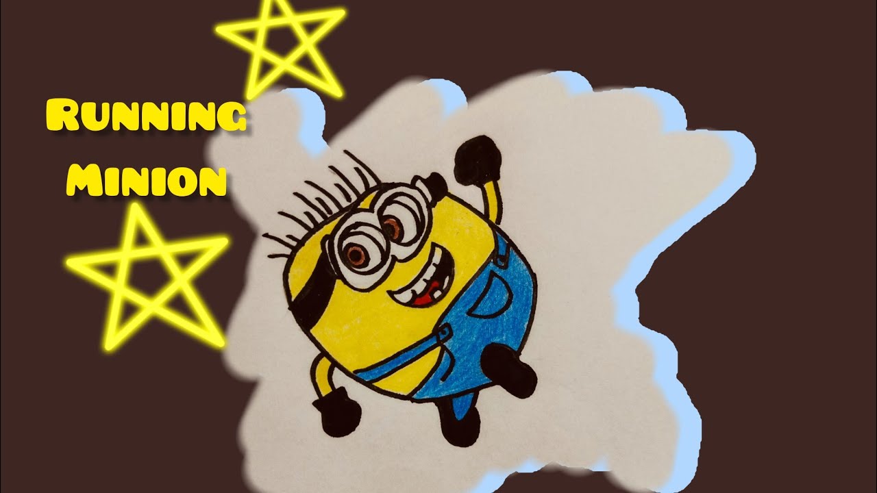 Running Minion Bob drawing for kids./How to draw a Minion Bob with ...