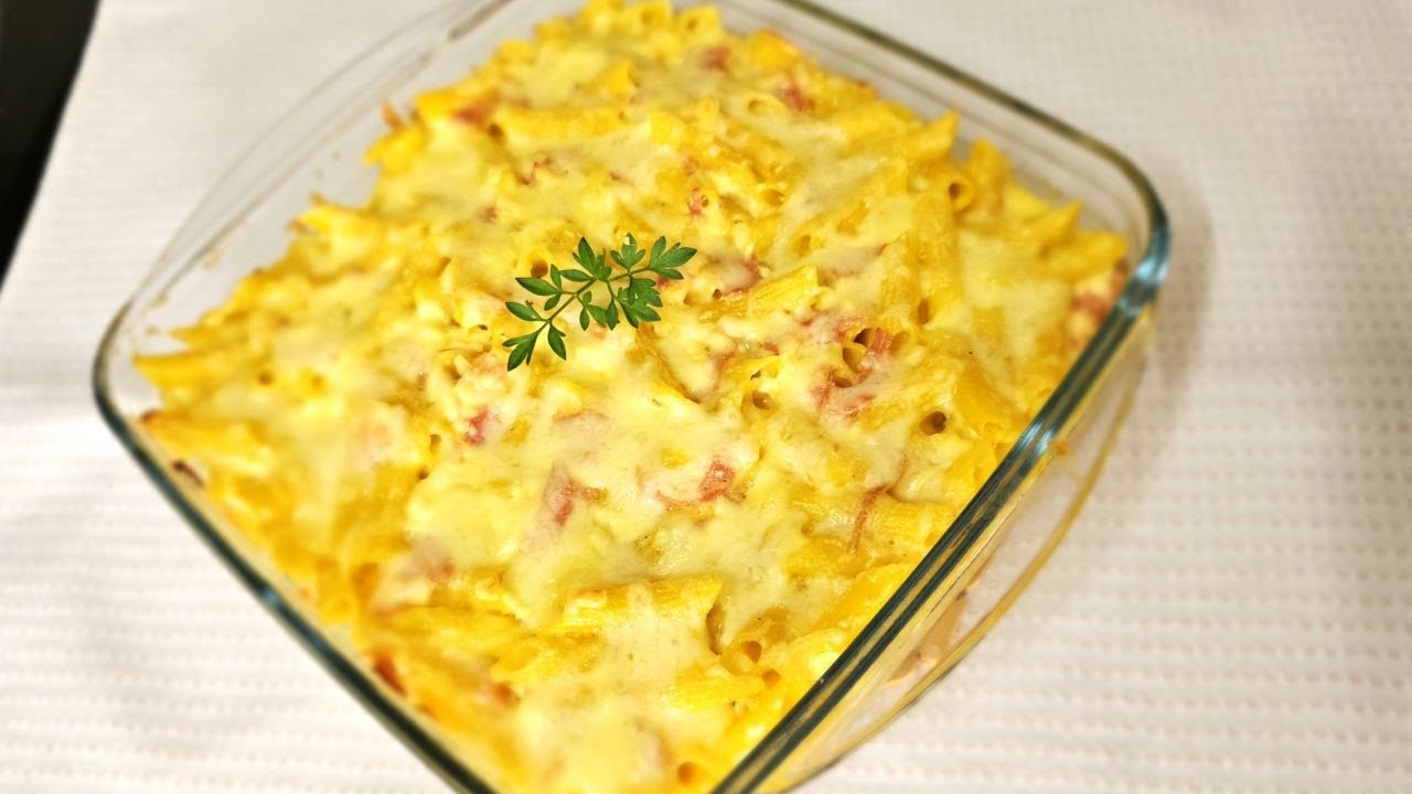 Macaroane cu branza si sunca la cuptor | Reteta simpla si rapida - YouTube