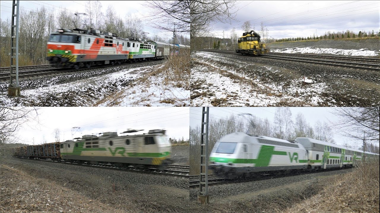 Finnish Freight Trains + Passenger Trains | All Trains of the day with ...
