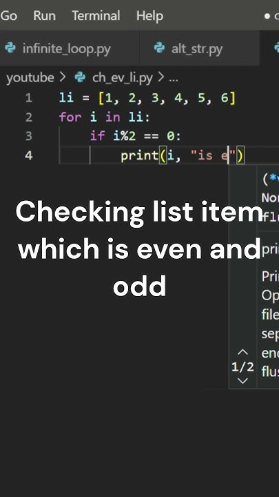 Checking Even and Odd numbers in a List in Python #shorts #short #coding - YouTube