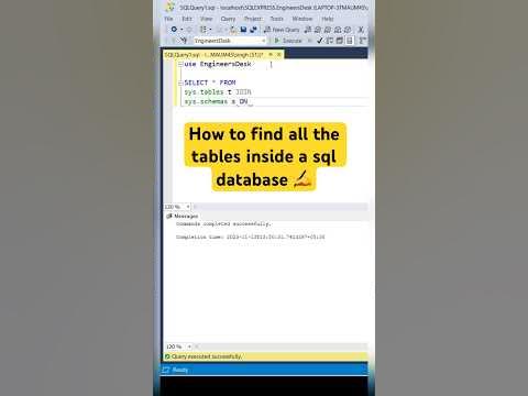 How to find all the tables in an existing database #coding #shorts #sql #sqlqueries #sqlserver ...