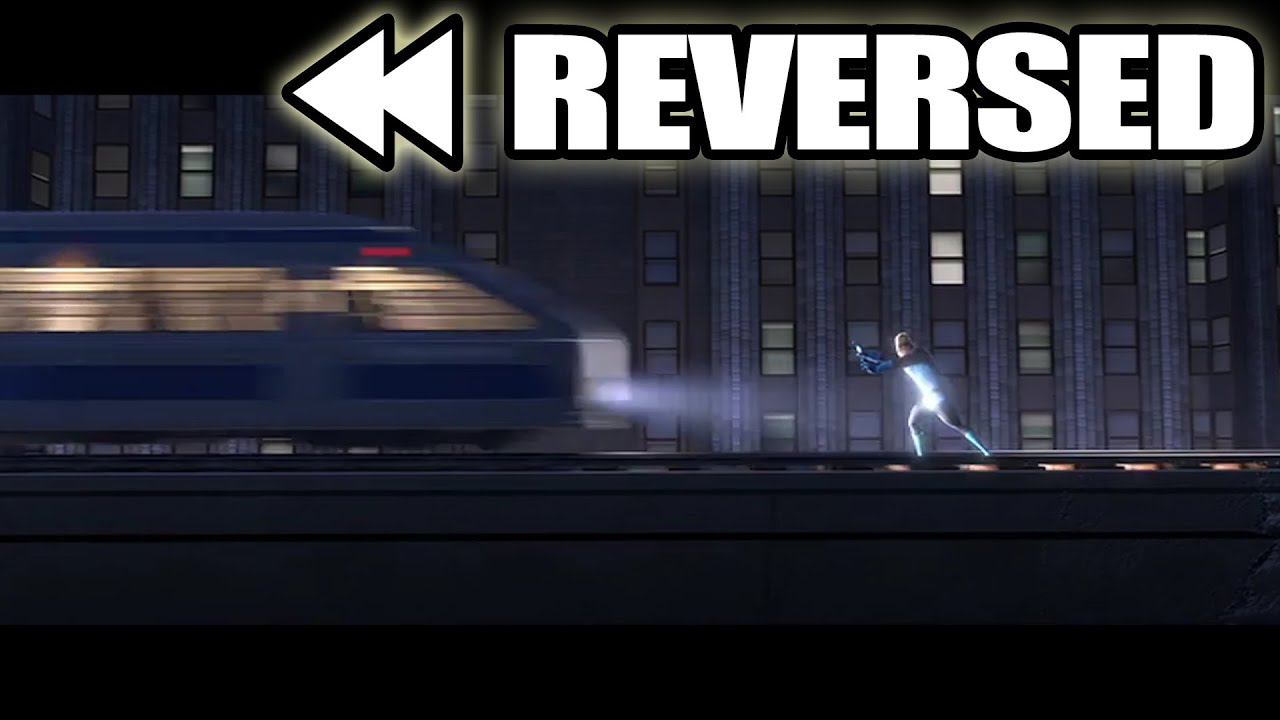 The Incredibles (2004) - Mr. Incredible stops the train REVERSED - YouTube