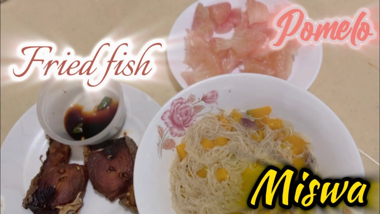 Miswa with kalabasa, fried fish & pomelo simple and yummy lunch ni mami ...