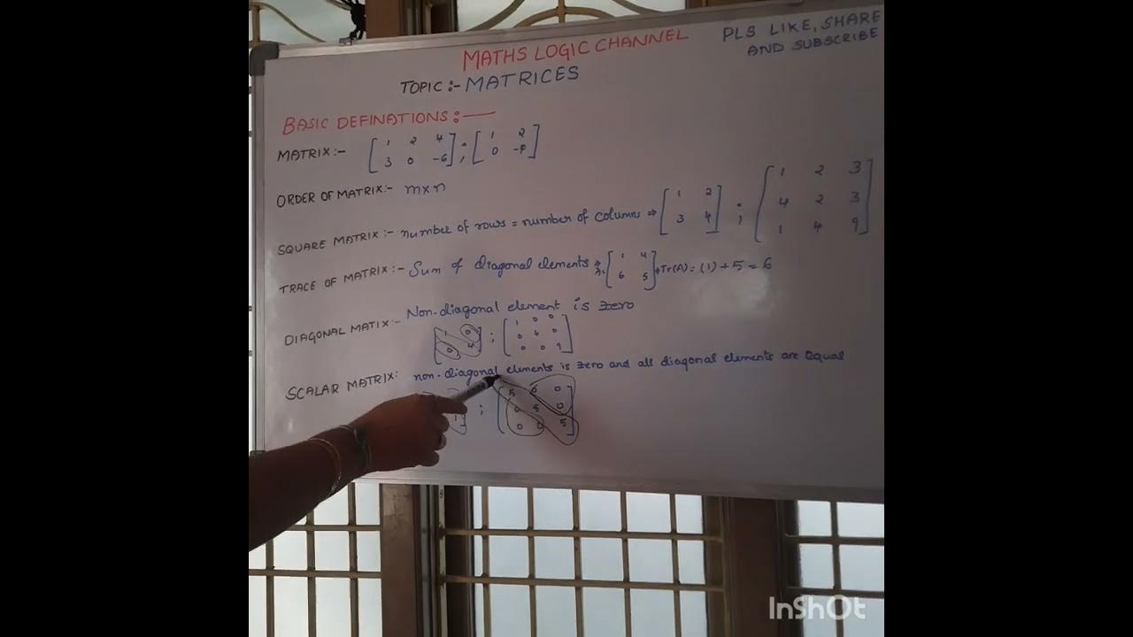 Matrices topic in telugu #class 11 #mathslogic channel - YouTube