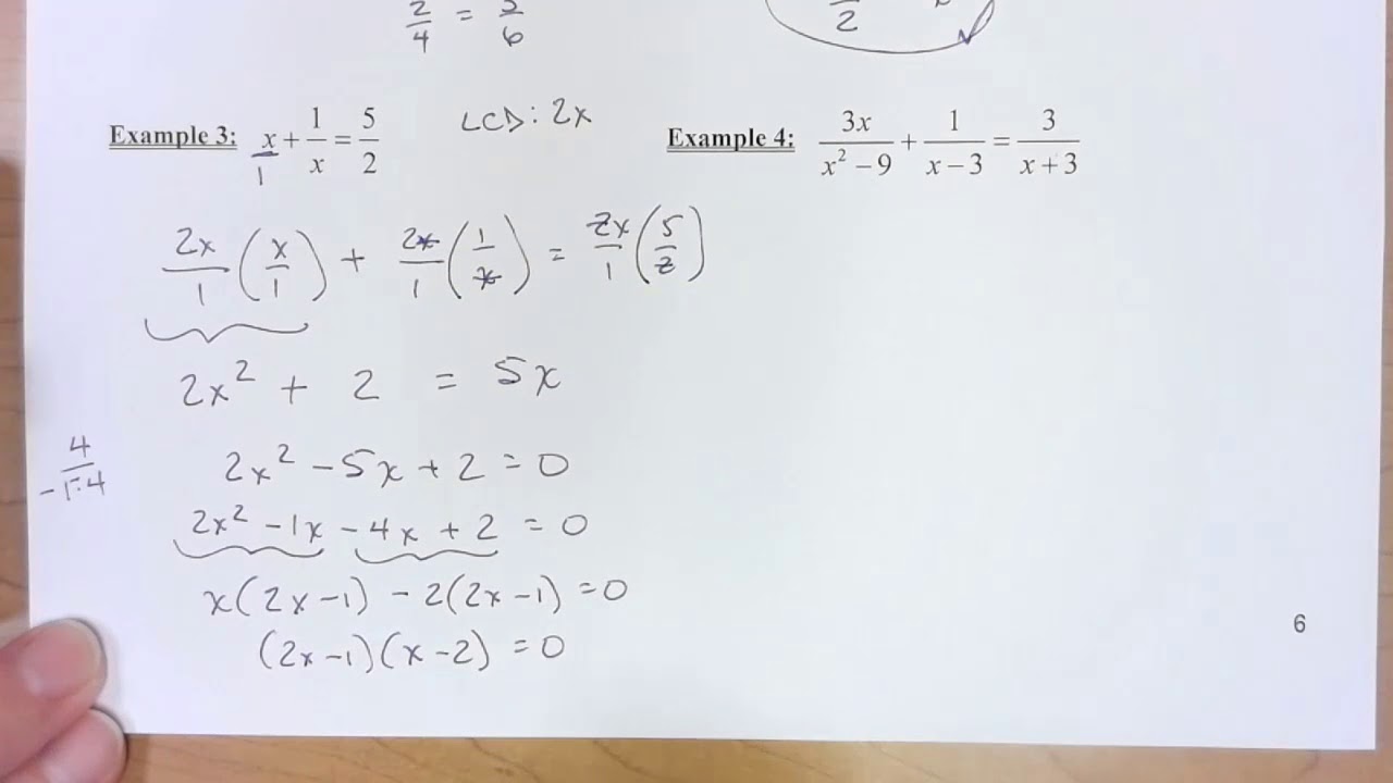 MATH 1030 Section 7-6 Solving Rational Equations - YouTube