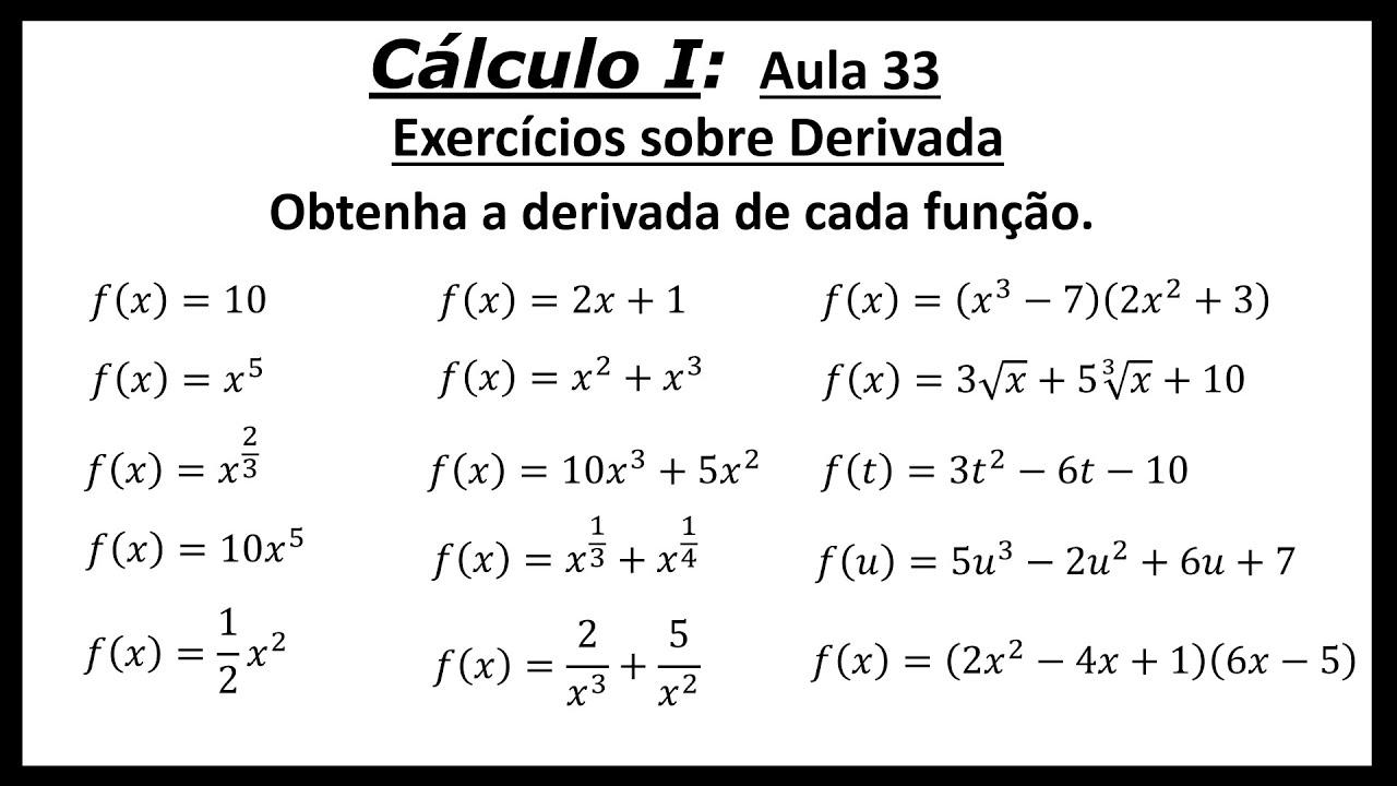 Exercícios resolvidos sobre derivada de uma função (usando as regras ...