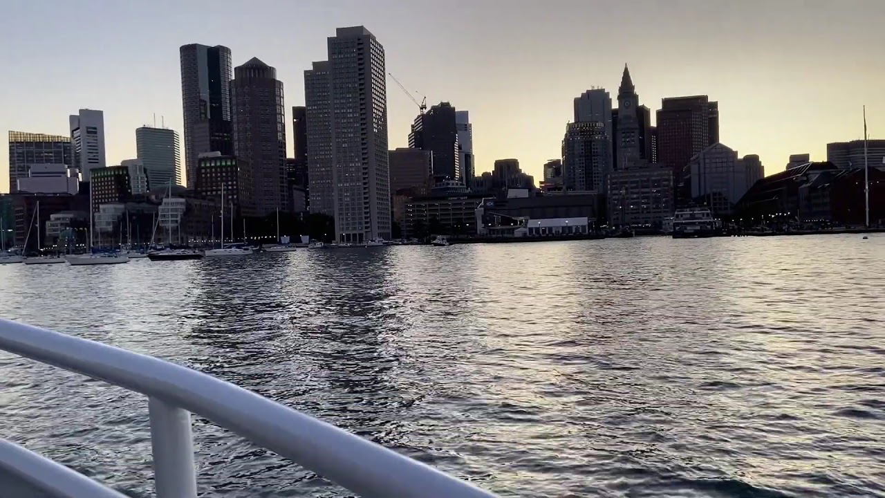 Boston harbor view from ferry - YouTube