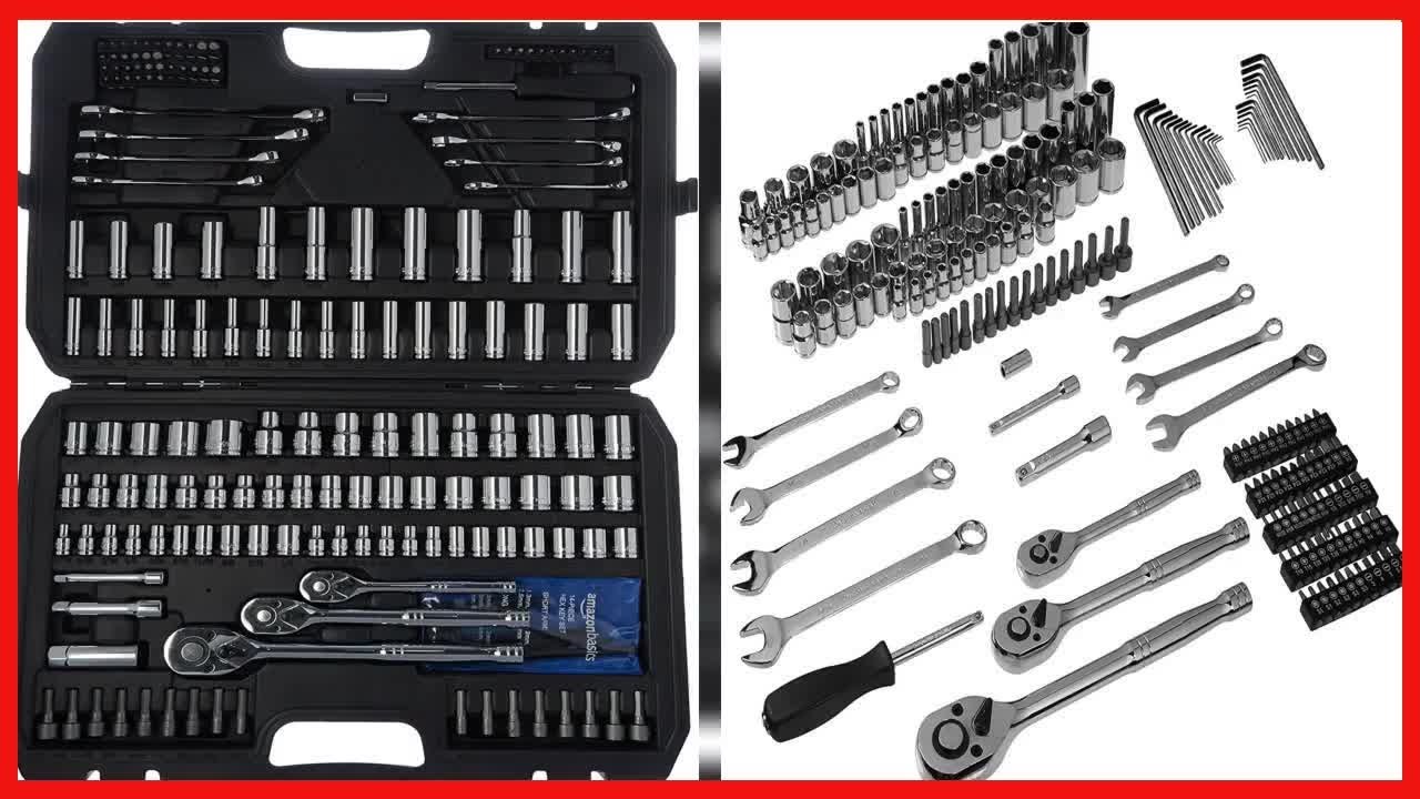 Amazon Basics Mechanic's Tool Set with Chrome Finish and Case - Set of ...