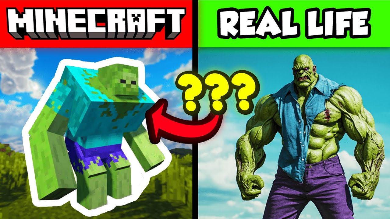 Minecraft MOB BOSSES vs REAL LIFE - YouTube