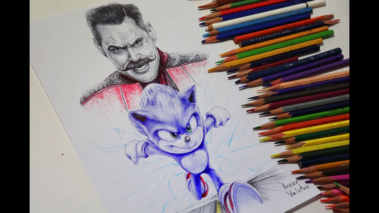 Pen Drawing Sonic the Hedgehog - YouTube