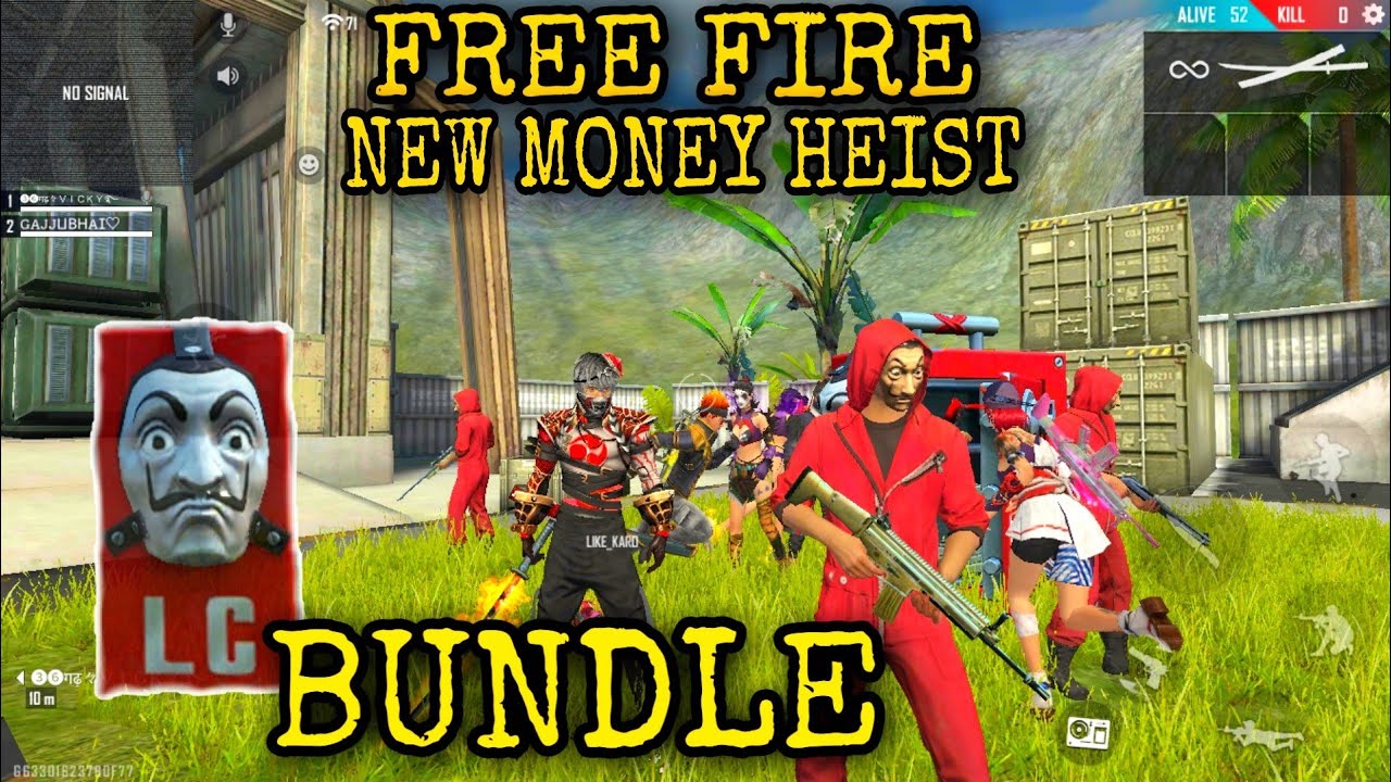 FREE FIRE NEW MONEY HEIST BUNDLE IN LOBBY - YouTube