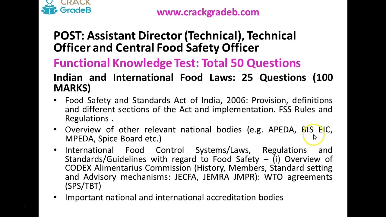 FOOD SAFETY & STANDARD AUTHORITY OF INDIA FSSAI STUDY MATERIALS - YouTube