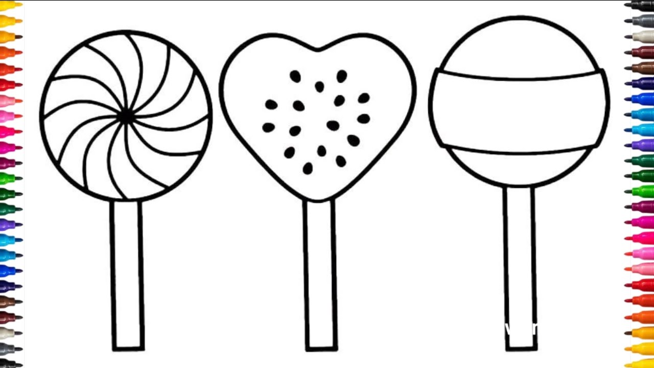 How to draw a cute Lollipops drawing step by step for kids and ...
