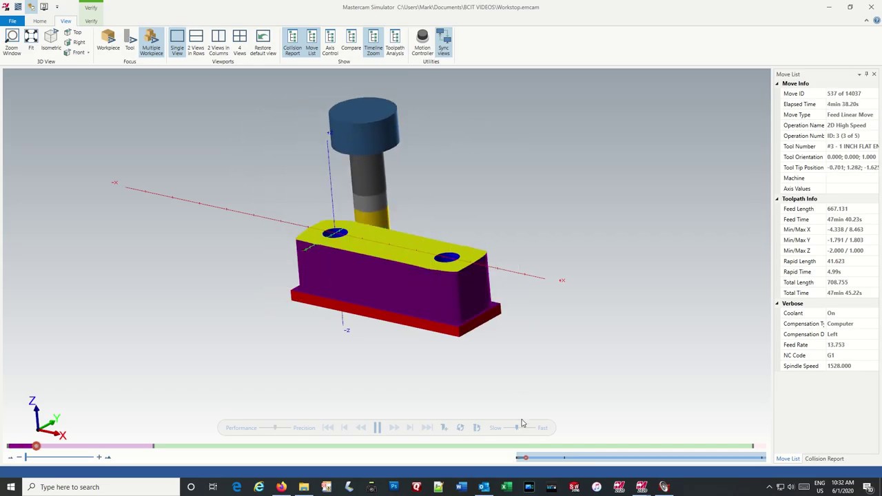 Part 3 Mastercam Machining Finish Contour - YouTube