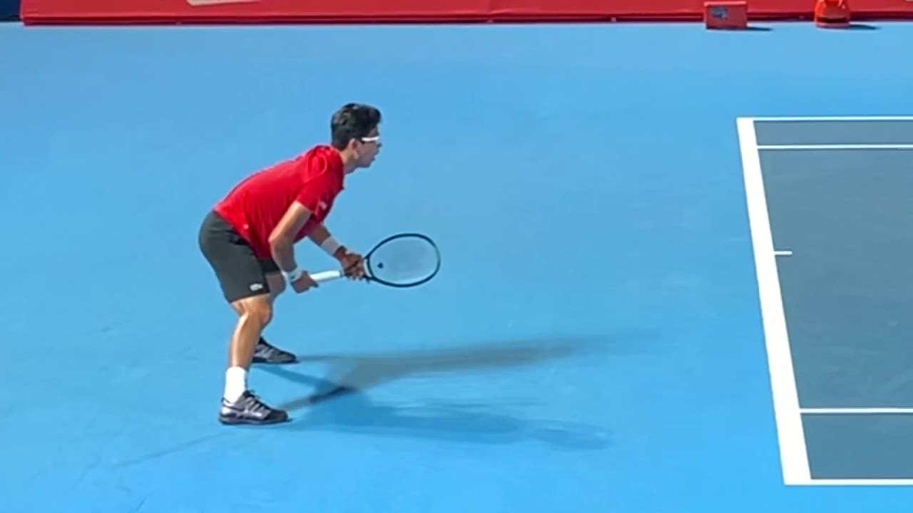 Chung Hyeon forehand slice return in slow motion - YouTube