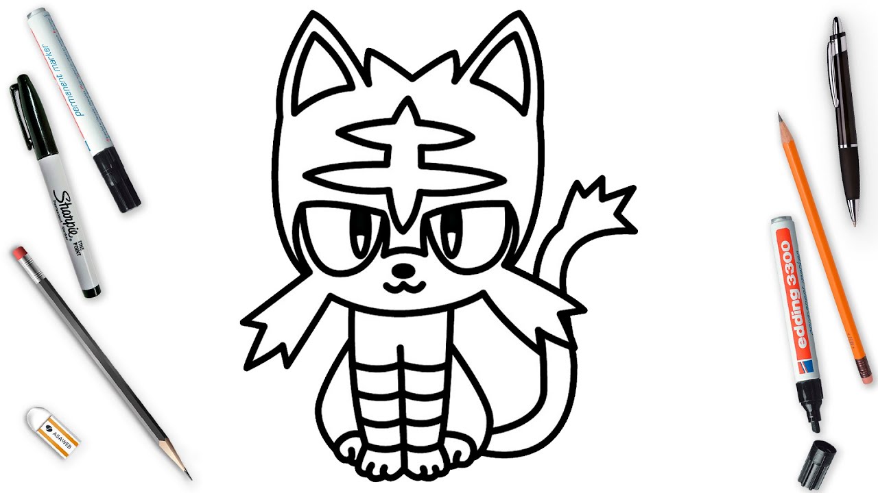 How To Draw Litten Pokemon Easy Step By Step | Pokemon Game & Anime ...