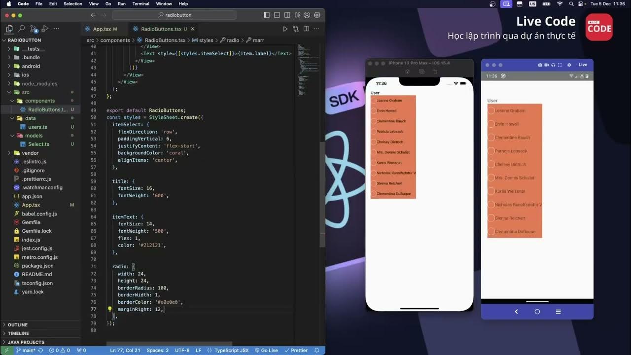 React Native Radio Button Group Youtube