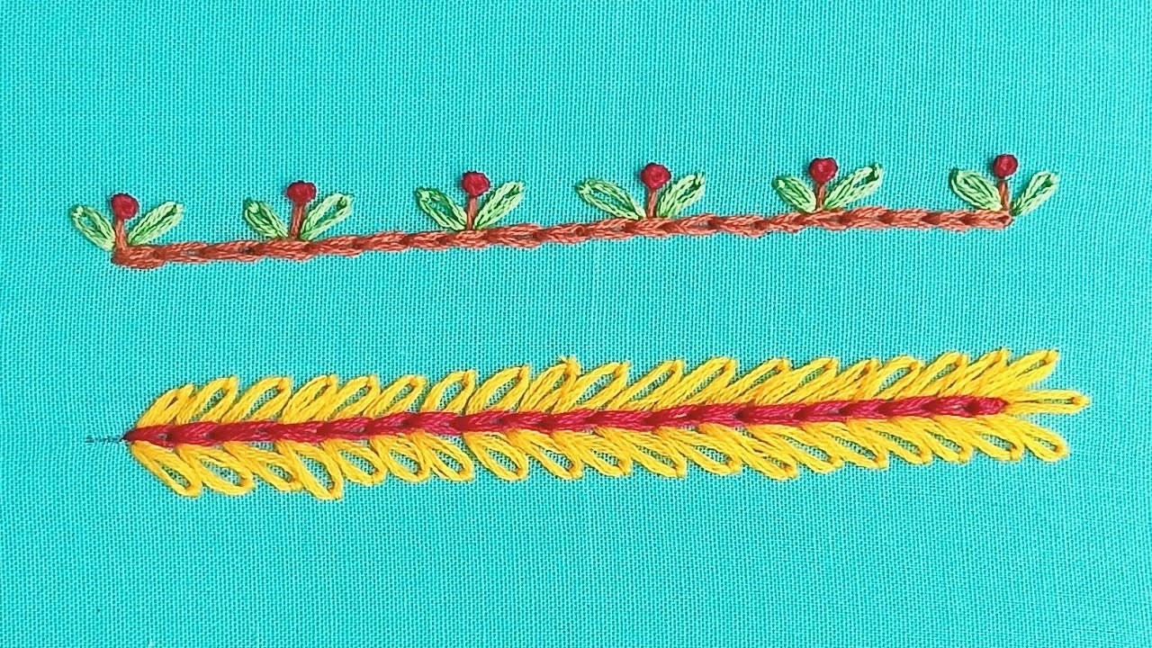 Hand embroidery+hand embroidery Border line design+border line tutorial ...