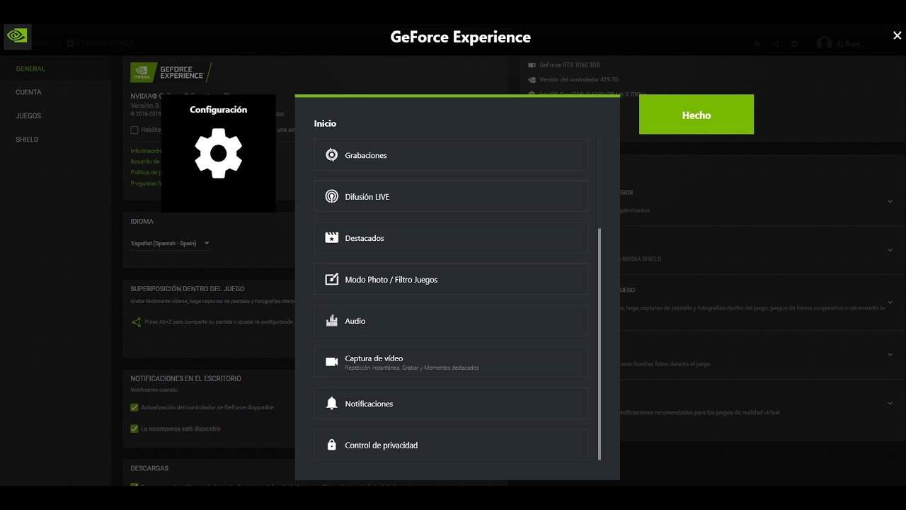 Como grabar el escritorio con Nvidia Geforce (shadow play) en windows ...