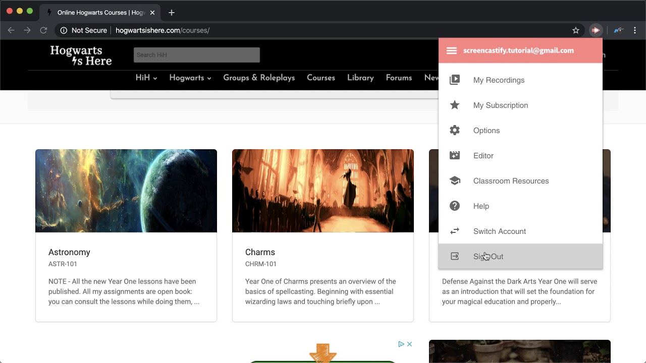 Sign out and back in to the Screencastify extension - YouTube