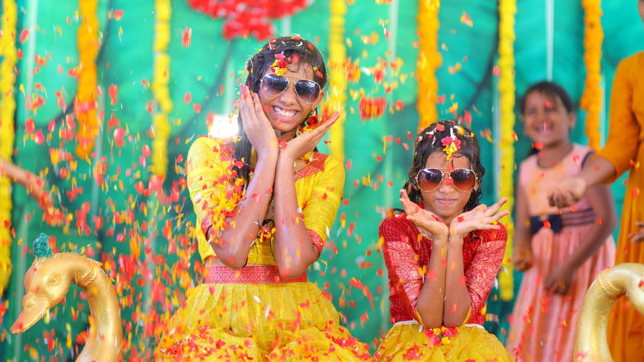 2024 BEST HALF SAREE HALDI MOMENTS// (Keerthi & Kethana) - YouTube