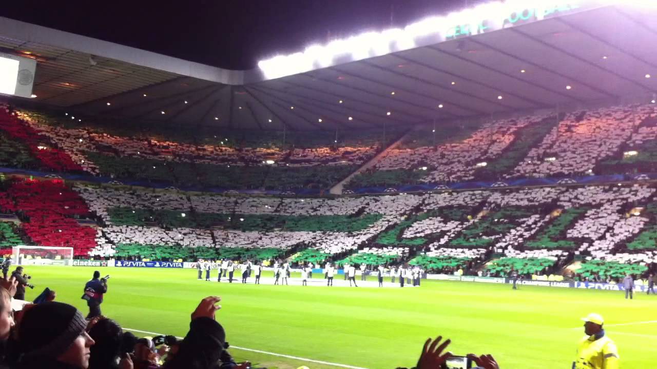 Celtic - 125 yrs.. stadium card stunt @ Parkhead Champions League - YouTube