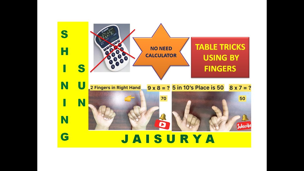 Finger Maths | Multiplication using fingers table 6 to 9 | FINGERS ...