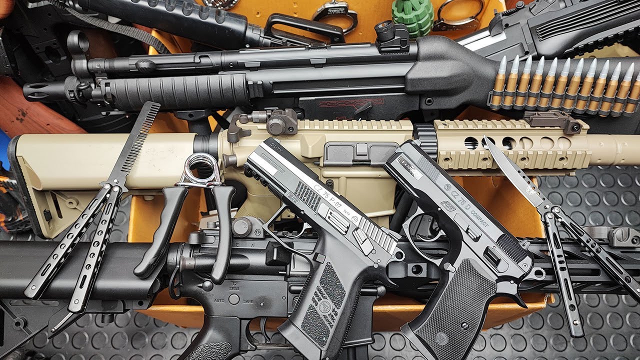 Airsoft Spring Pistol & Assault Rifles - Box of Toys! - YouTube