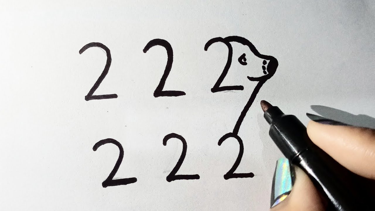 Easy Dog Drawing |Dog Drawing From Number 2😉 How To Draw A Dog Step By ...