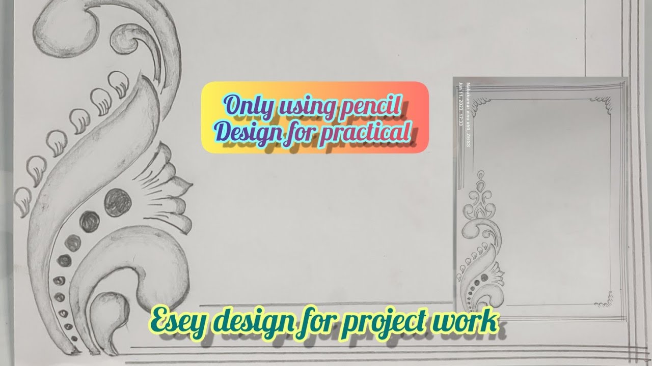 Easy design for projects ,only using pencil - YouTube