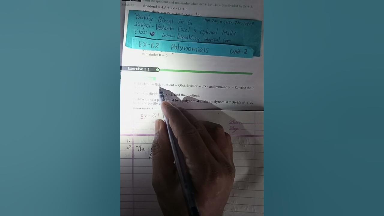 Opt class 10 Ex- 2.1 Q1a) | Polynomials | Vedanta excel in mathematics class 9 and 10 solution ...