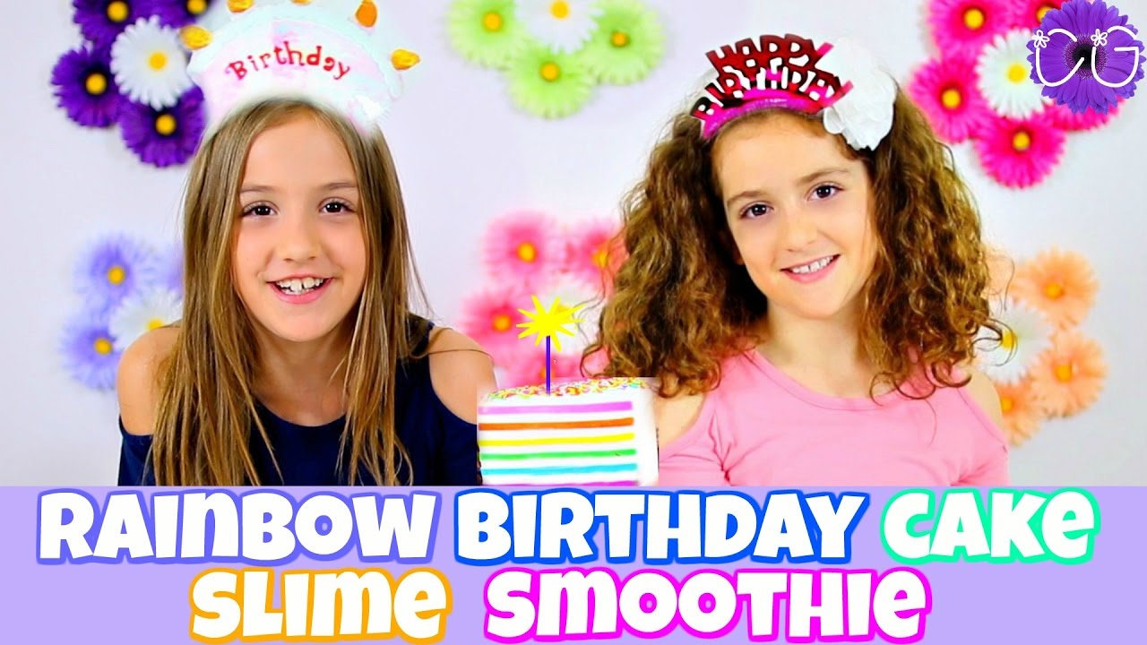 RAINBOW CAKE SLIME! TWIN BIRTHDAY PARTY + BABY PHOTOS! - YouTube