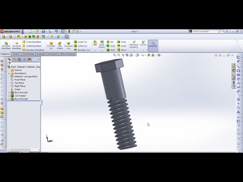 Swept cut in solidworks, screw design #cad #3dmodeling - YouTube