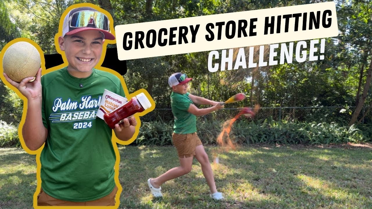 Grocery store baseball challenge! Guess which one made the biggest mess ...