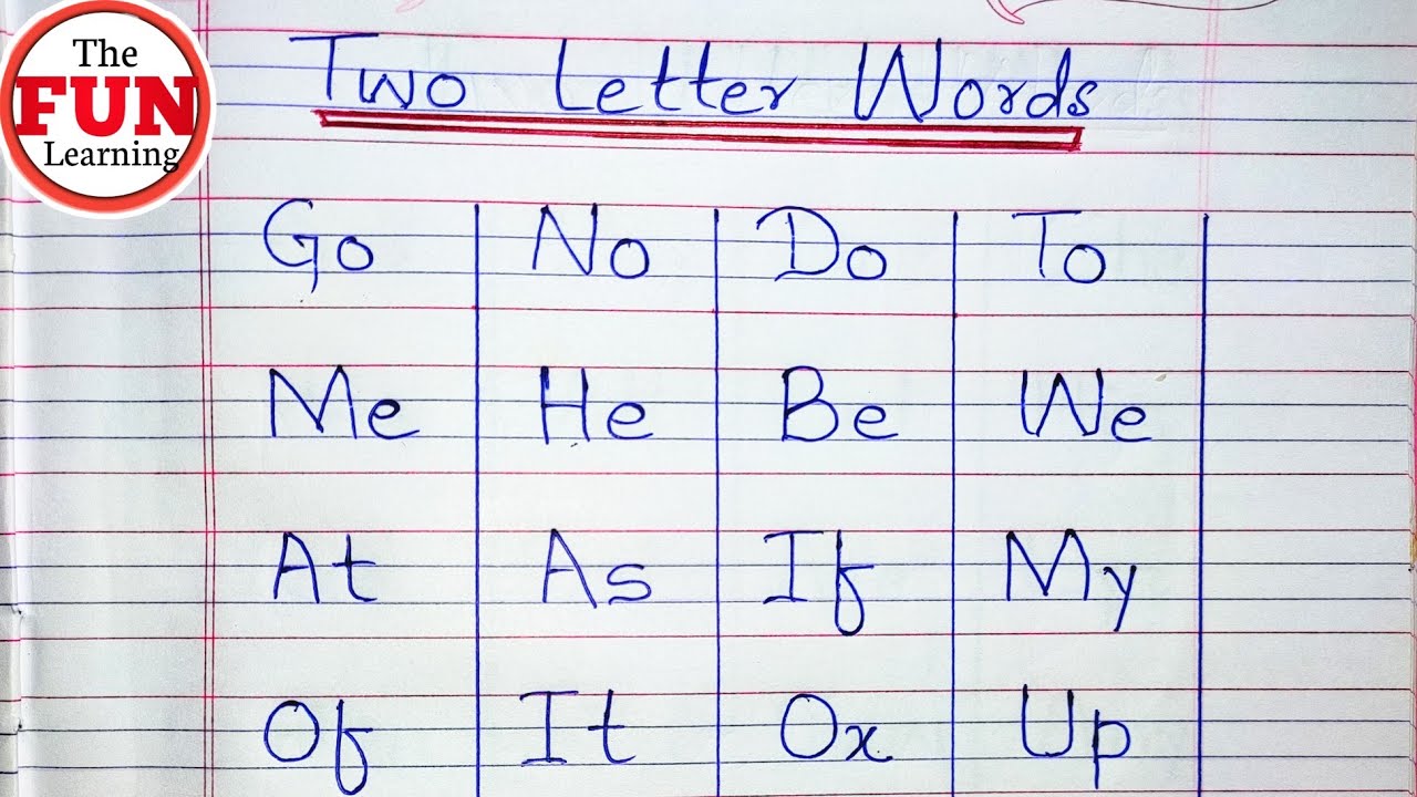 Two Letter Words For kids || 2 Letter Words Homework #thefunlearning ...