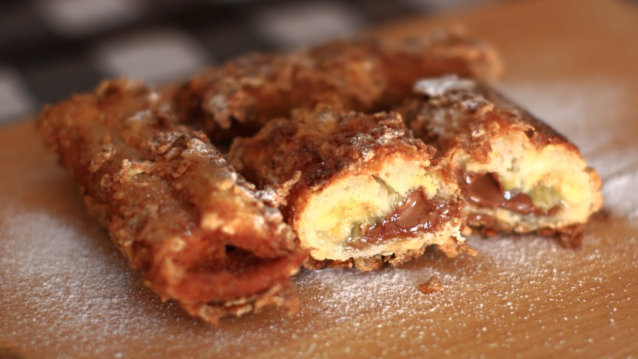 ROLLITOS DE PLATANO CRUJIENTE CON CHOCOLATE - YouTube