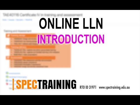 How to complete the LLN unit in the online Cert IV TAE with ...
