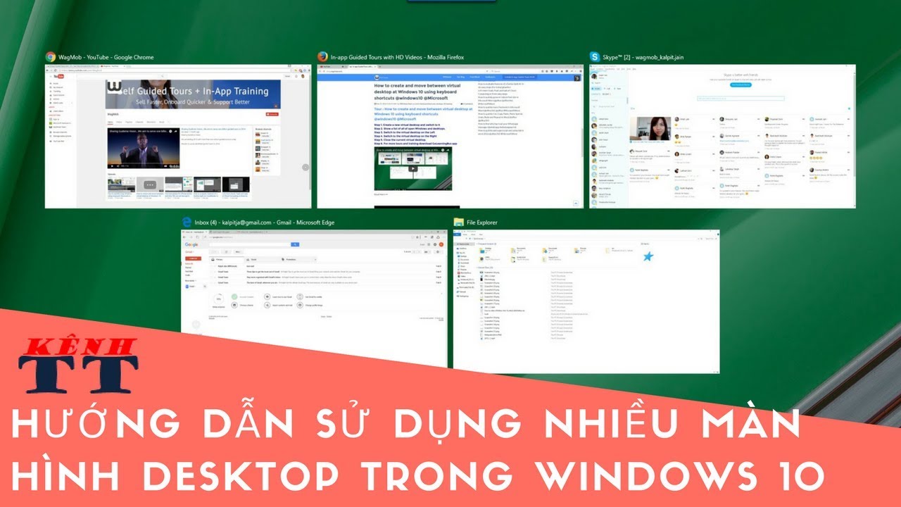 Cách sử dụng nhiều màn hình desktop trong windows 10 - YouTube