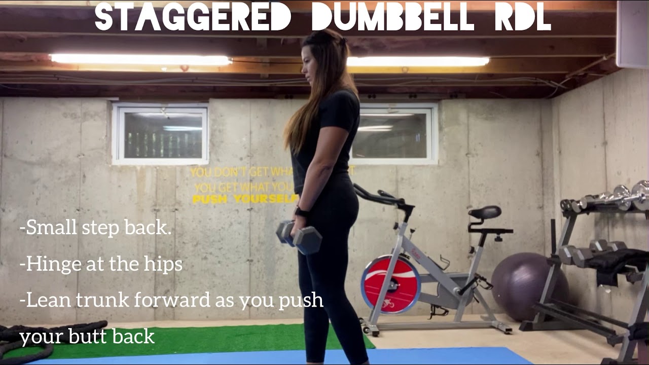 Staggered Dumbbell Romanian Deadlift - YouTube