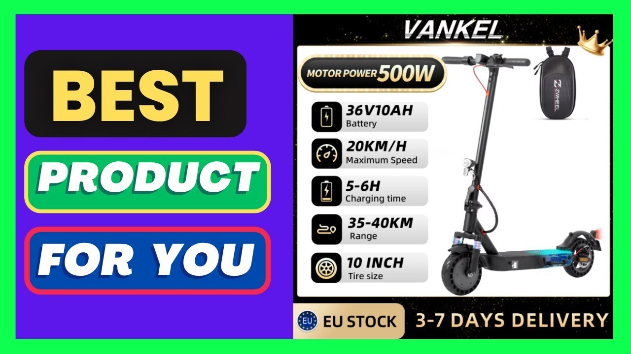 Best Top Selling Vankel Foldable Electric Scooter 500W Motor 36V 10Ah ...