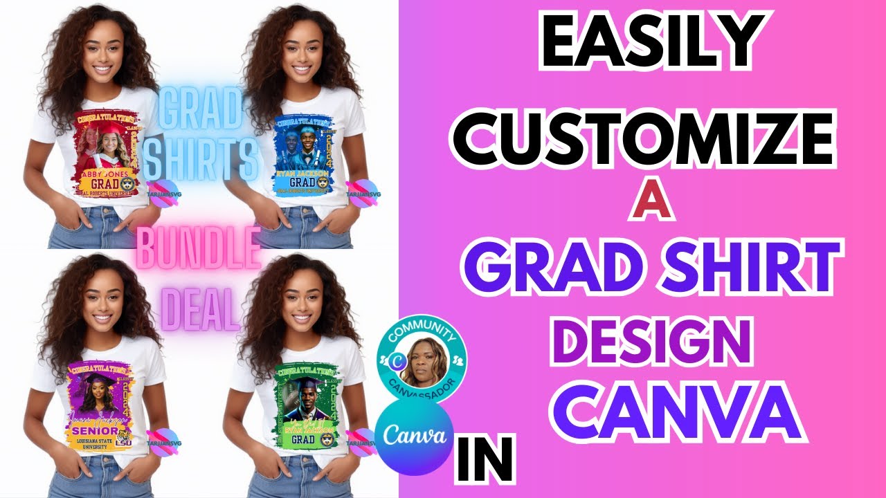 Let's Decorate this Grad SHirt Template in Canva - YouTube