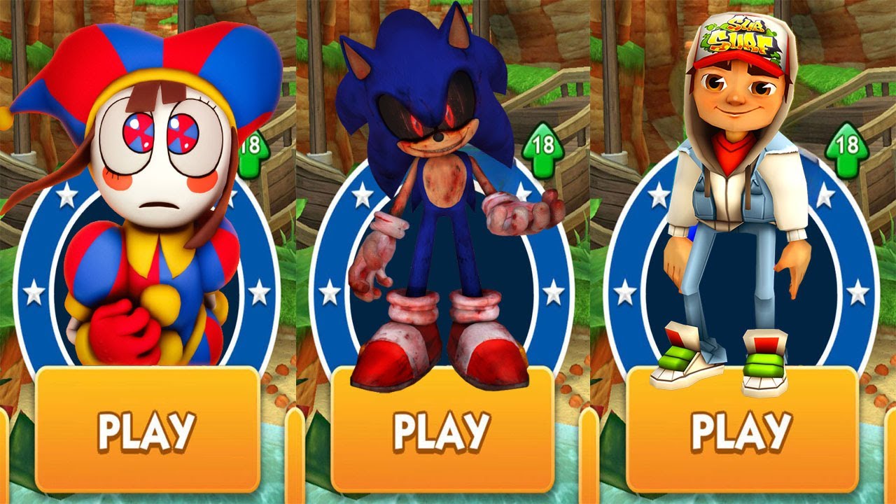 Sonic.exe vs Pomni The Amazing Digital Circus vs Festive Jake Subway ...